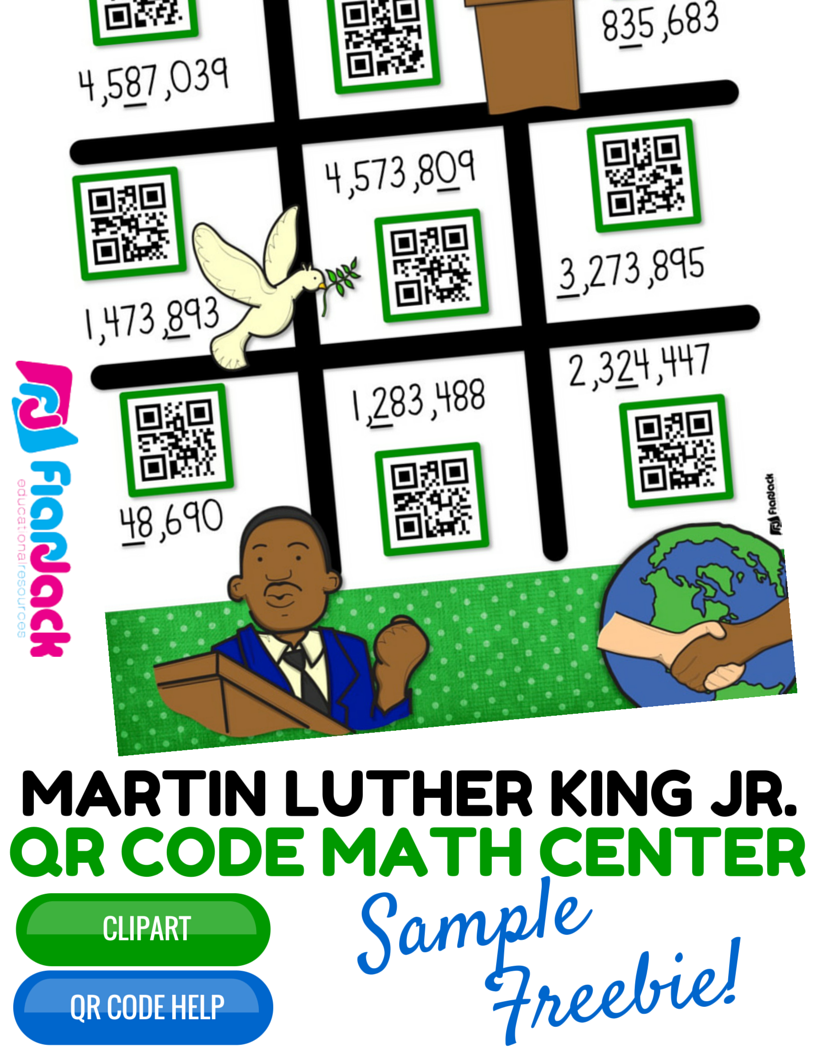 Martin Luther King Jr. Rounding QR Code Center FREEBIE - FlapJack