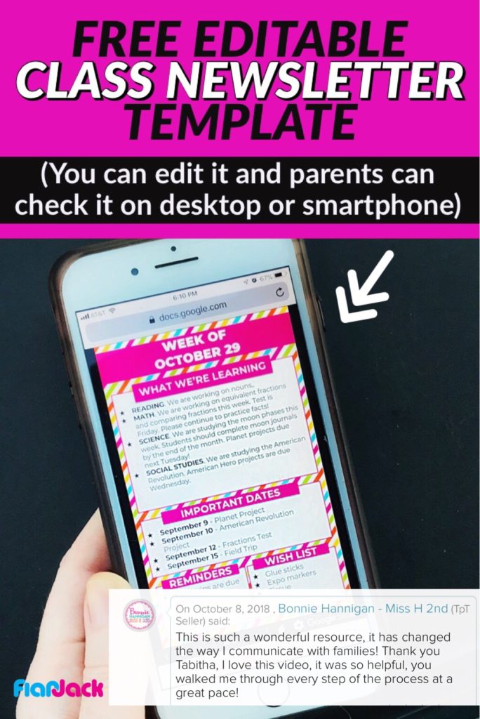 Free Editable Digital Classroom Newsletter ("Smart" Style) - FlapJack